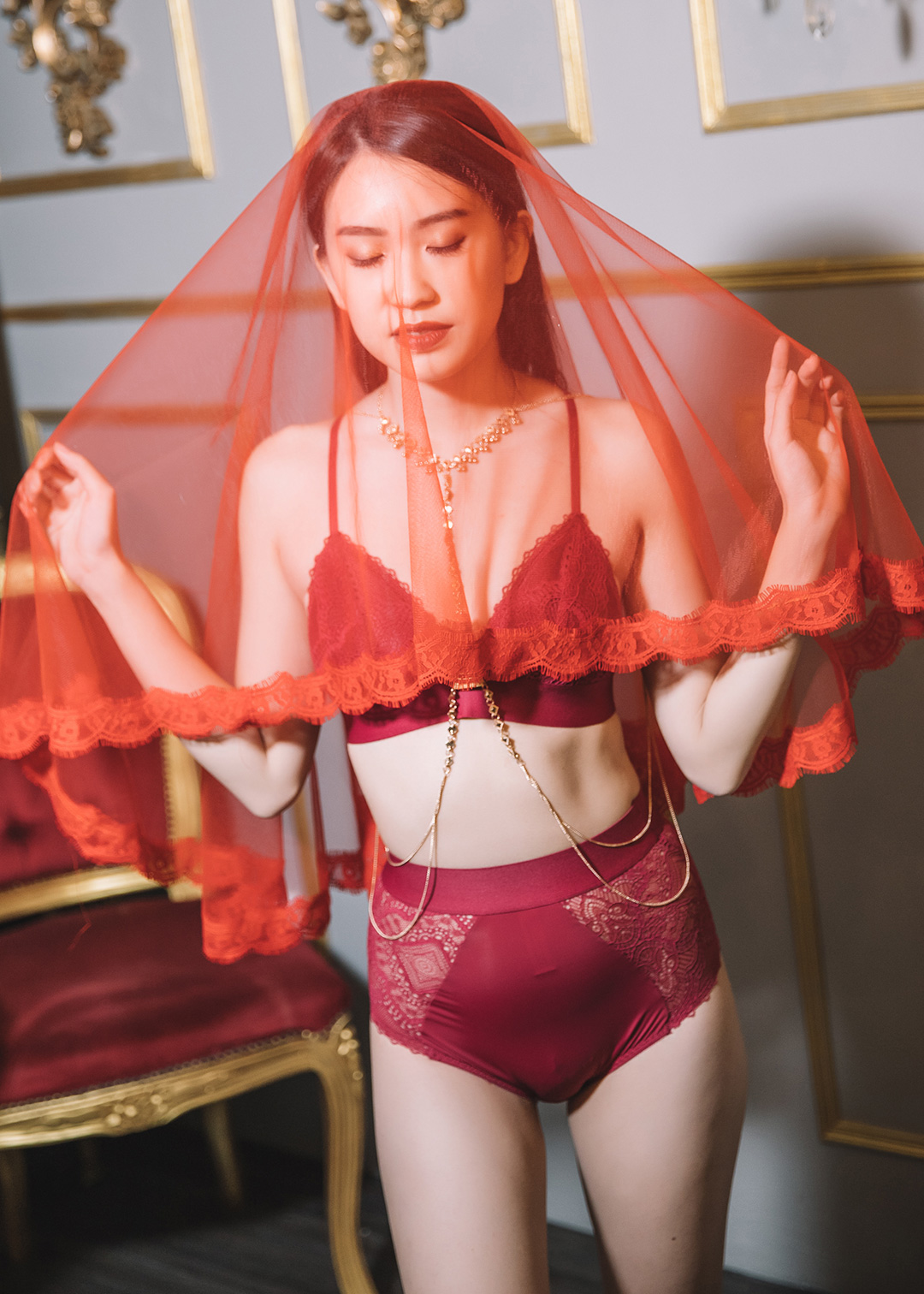 Gentle Whispers Veil in Red • DREAMSCAPED